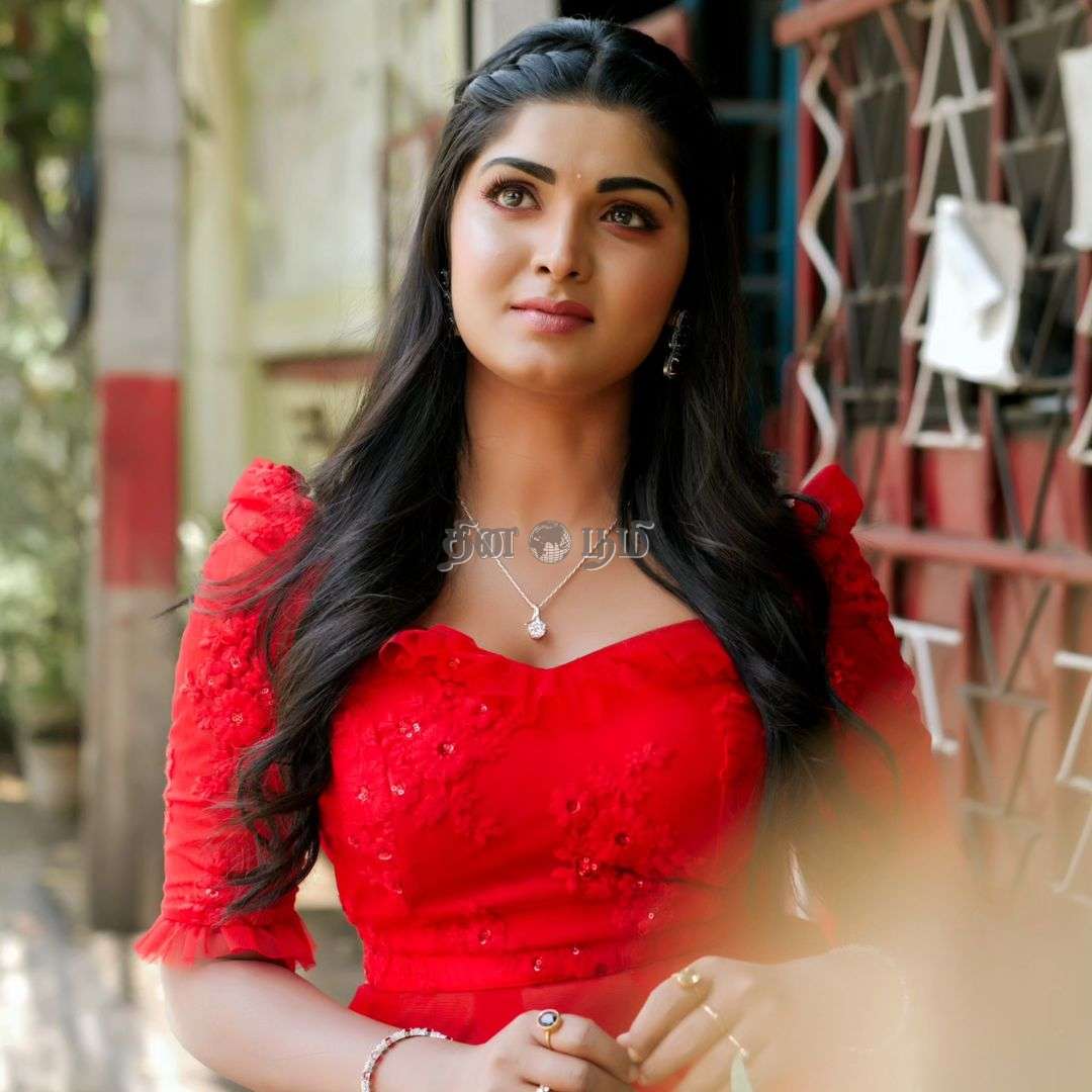 Actress Maanya Anand's looks elegant In Red Outfit | தின பூமி