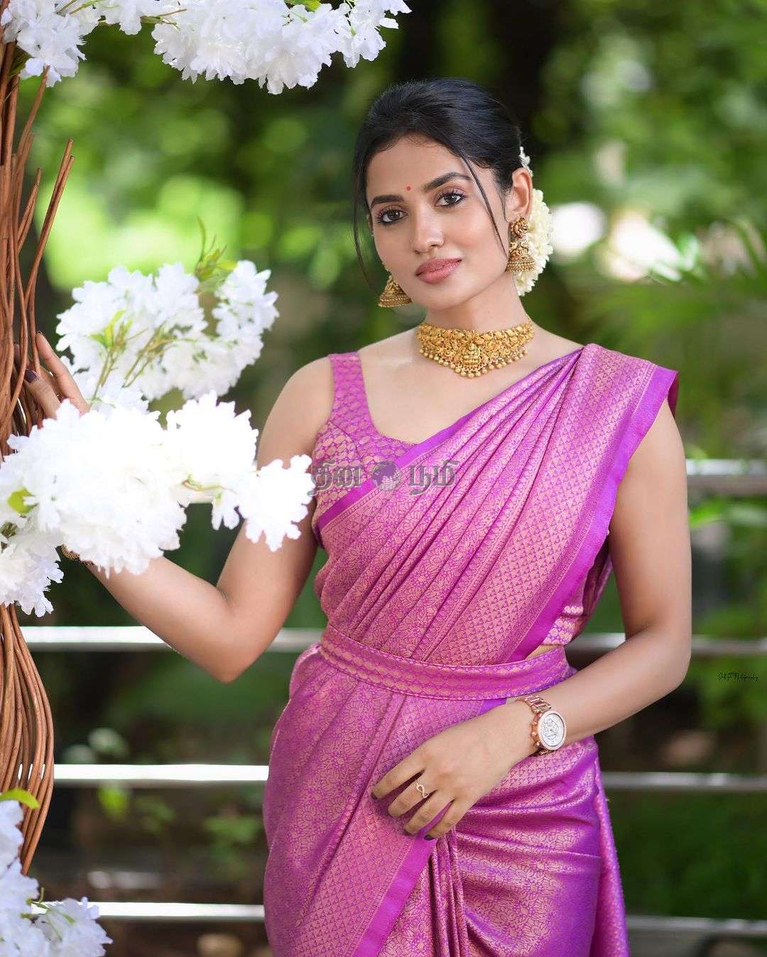 Actress Teju ashwini Looks Gorgeous In Pink Saree | தின பூமி